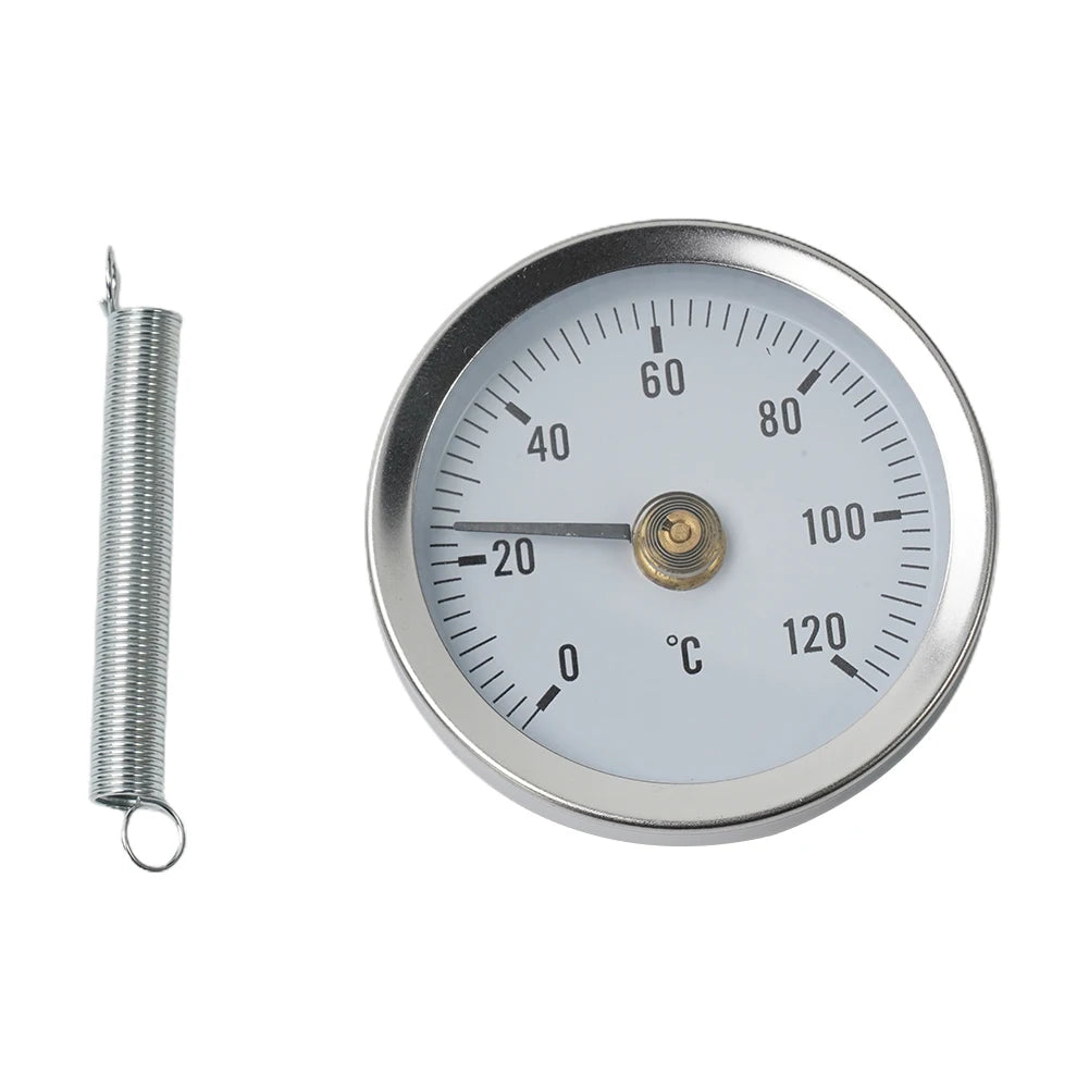 Pipe Thermometers Bimetal 0-120℃ Clamp-On Tube Thermometer On Tube Hea ...